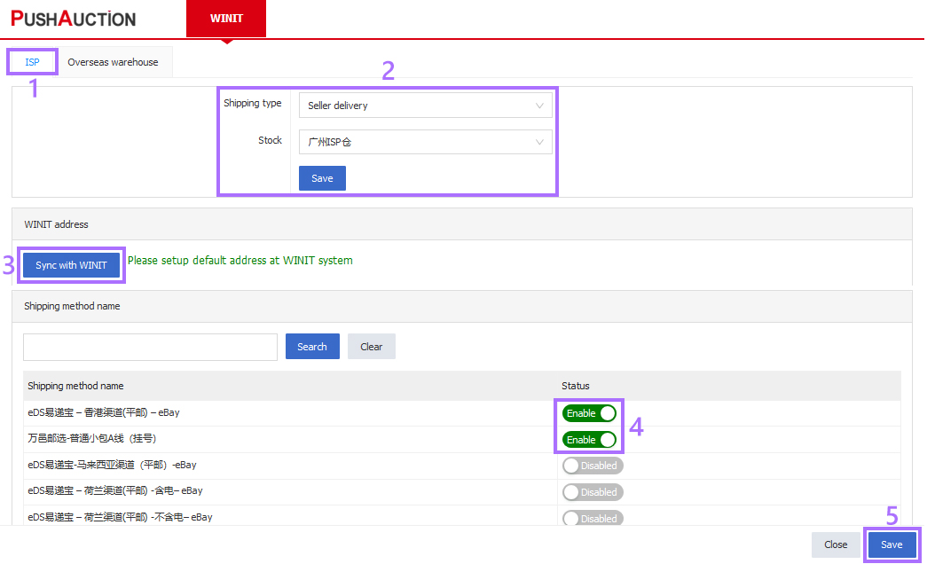 Carrier Configure and enable Winit account - PushAuction
